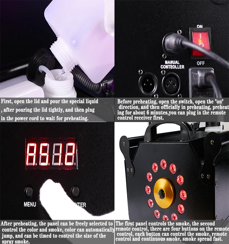 Big 5000w Smoke Fog Machine with Remote Stage Light Control