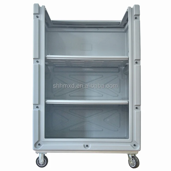 Plastic Laundry Cage Linen Trolley with Shelves for Hotel