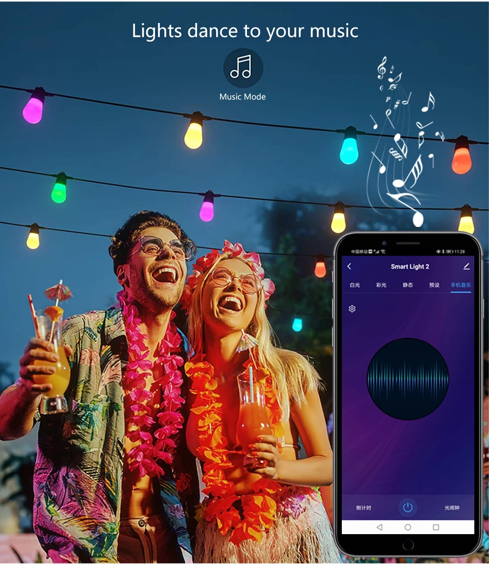 RGB Edison Bulb WiFi Tuya Smart String Lights Christmas Decoration Led ...