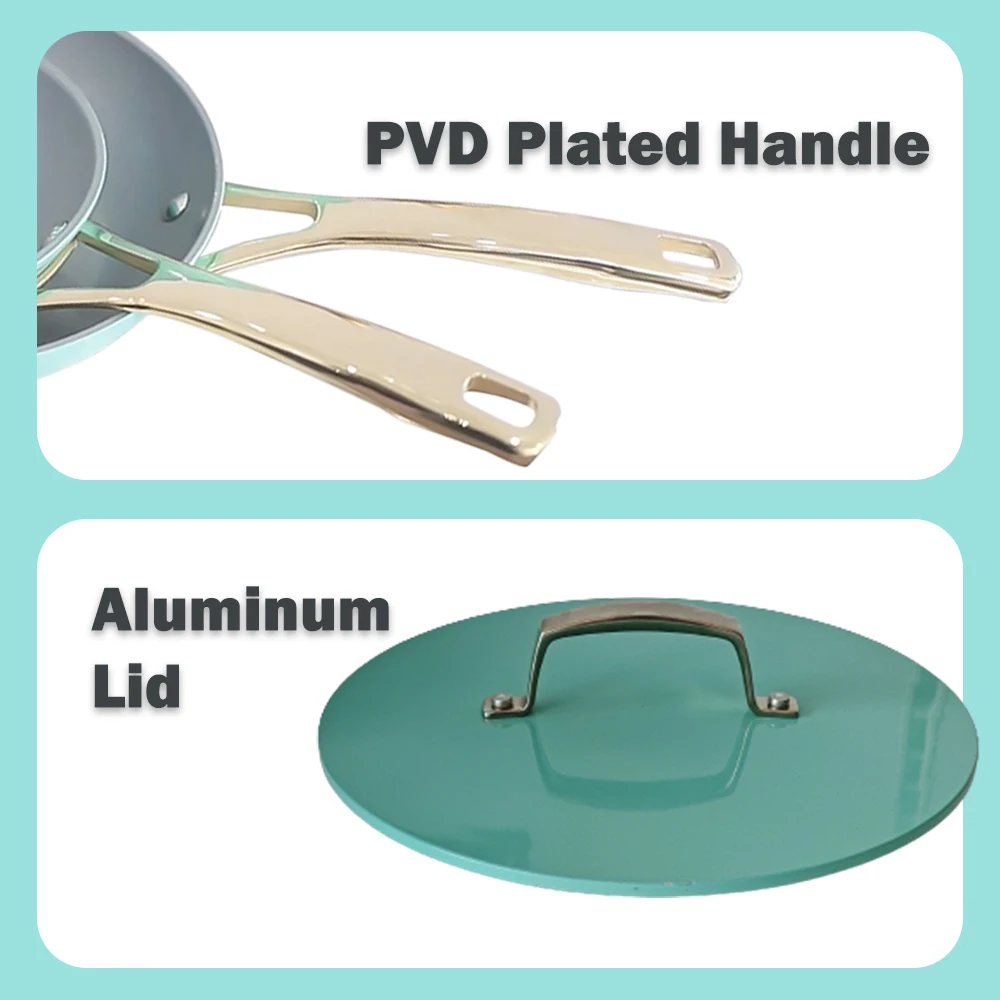 Pvd Coating Ceramic Non-stick Cookware Set Modern Design Cast Aluminum ...