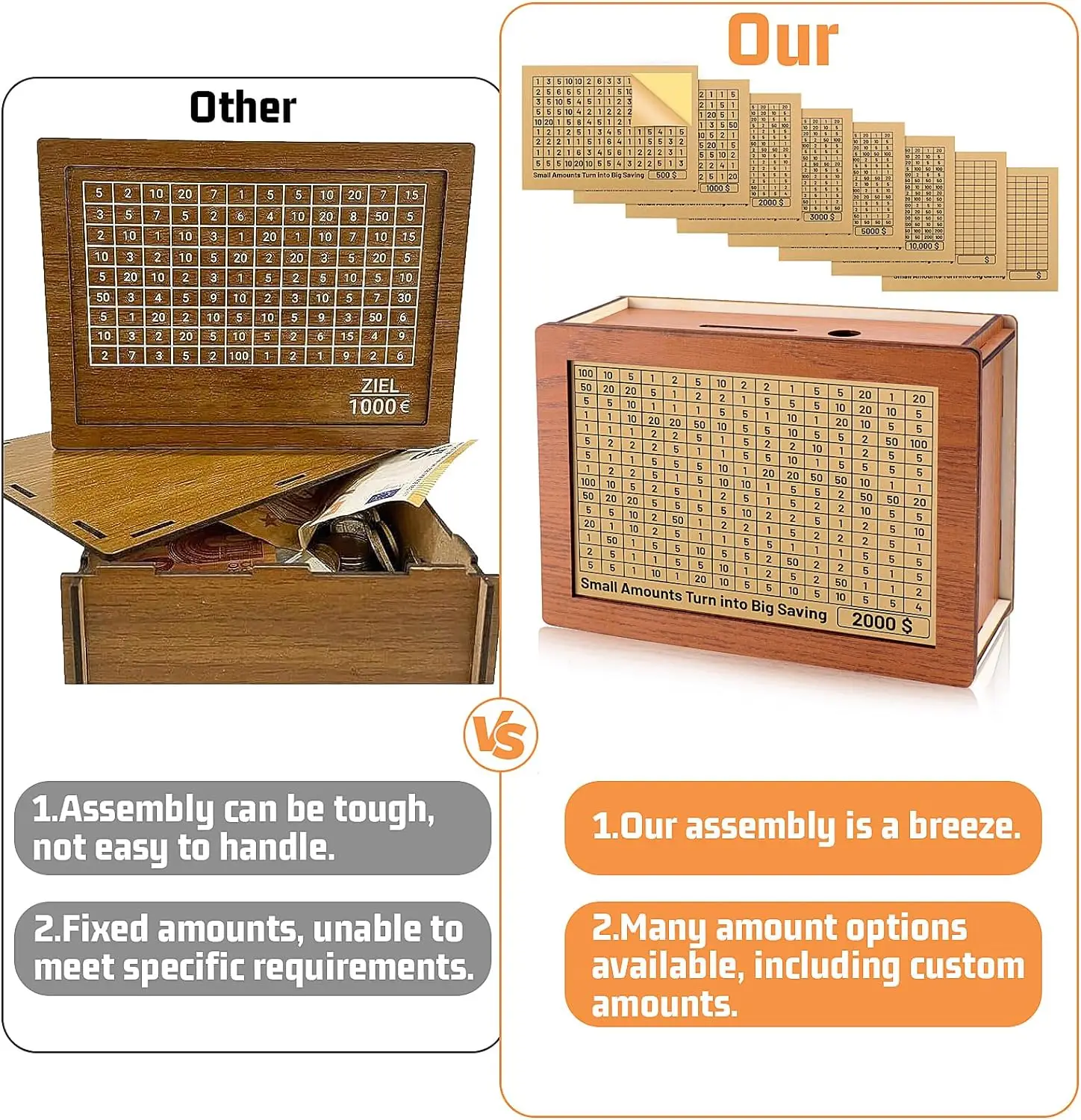 Hidden Money Box Large Wooden Letter Piggy Bank Wooden Coin Saving ...