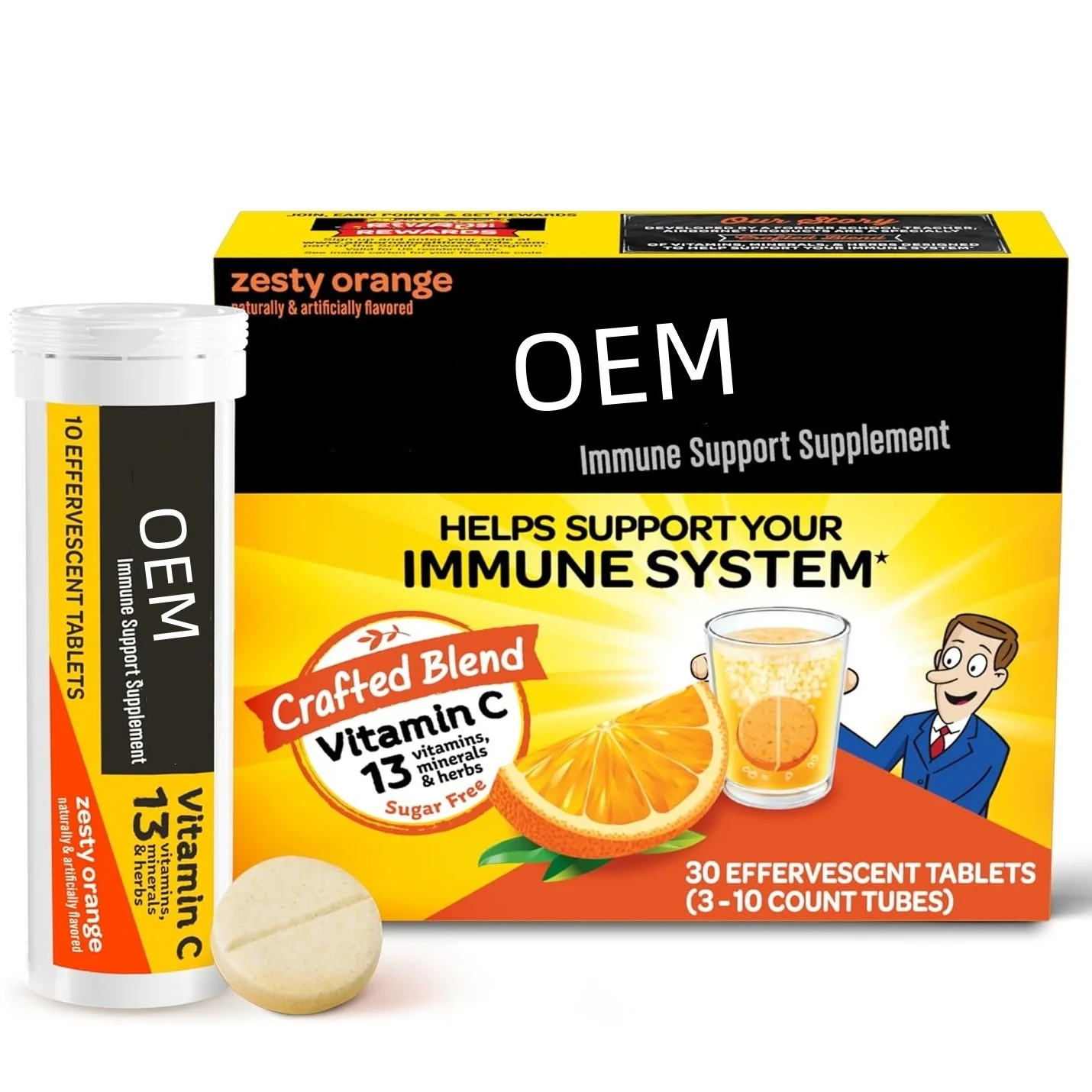 1000mg Vitamin C With Zinc Sugar Free Effervescent Tablets Zesty Orange Flavor - Buy 1000mg ...