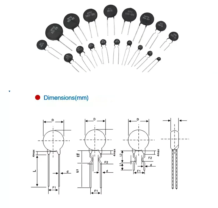 Power Mf72 50d 9 Ntc Thermistor 50 Ohm Resistor 9mm For Electronic ...
