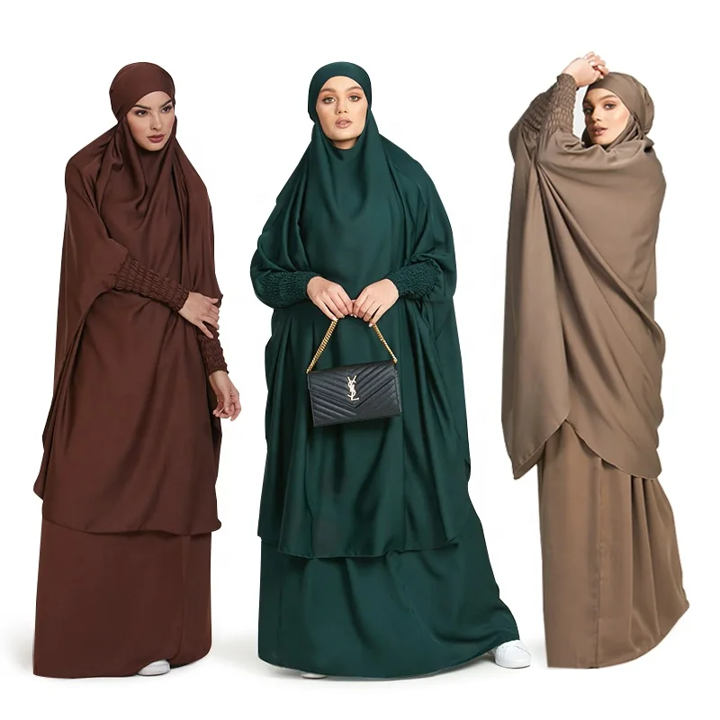 Custom Color Simple Classy Two Piece Jilbab Prayer Set Wholesale Soft ...