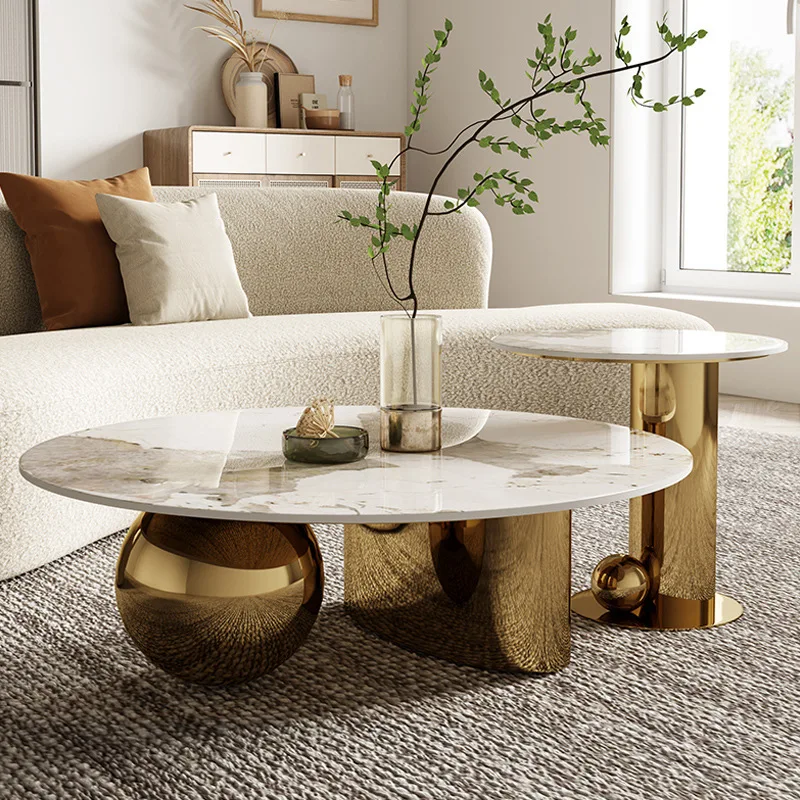 Luxury Hot Selling Gold Stainless Steel Coffee Table Set Modern Sofa ...