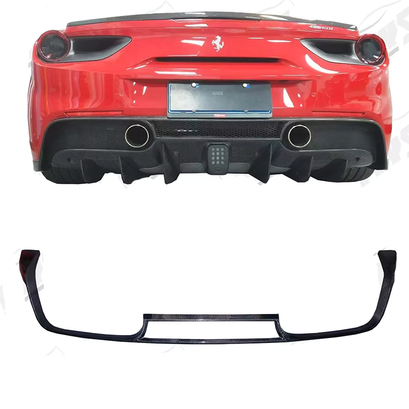 Carbon Fiber Rear Bumper Spoiler Wing Trim Fit For 488 GTB Rear ...