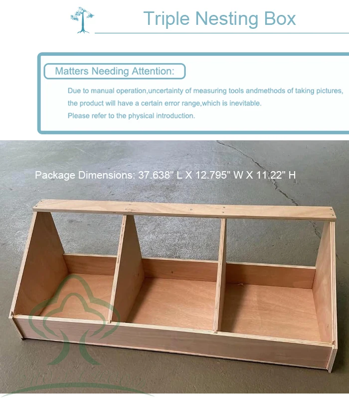 Triple Wood Nesting Boxes for Chickens - Eco-friendly