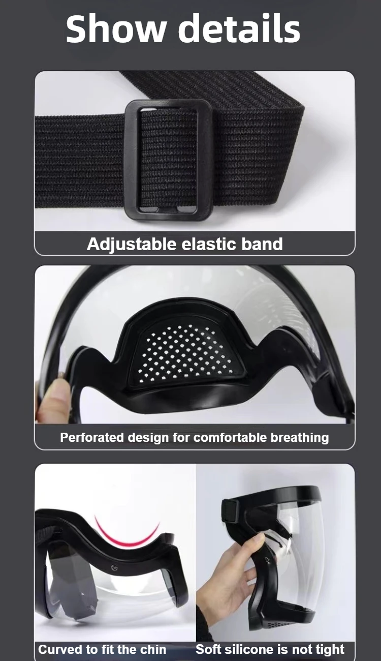 Transparent Full Face Shield - Anti-Fog & Windproof Protection