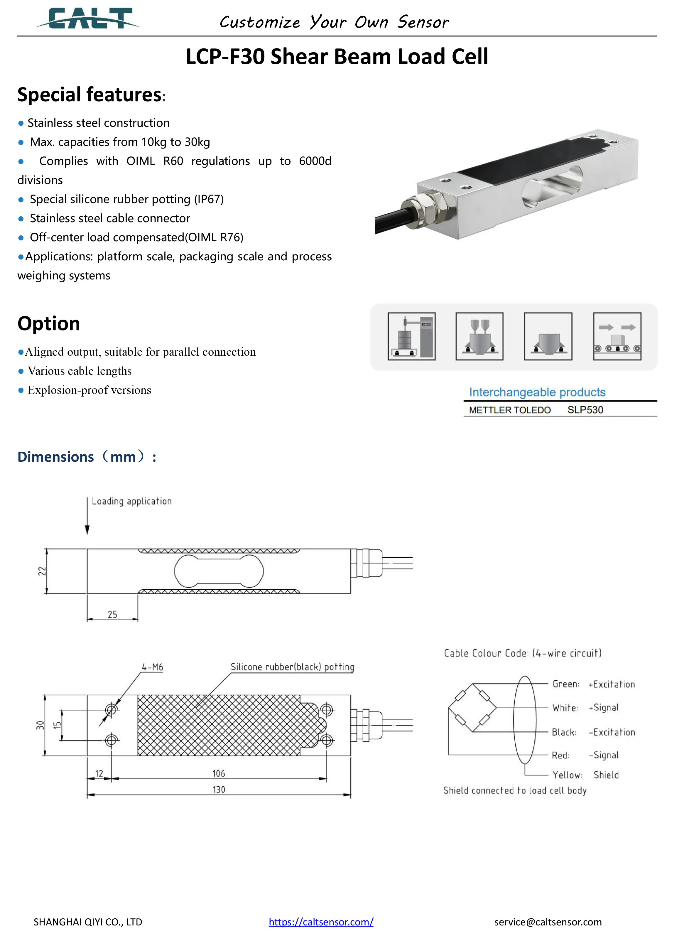 Customizable SLP530, C3, C6 Alternative Product: CALT LCP-F30 Shear ...