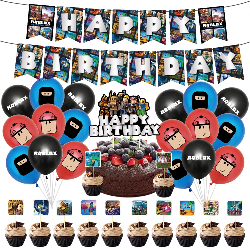 Roblox Pixel Party Tableware Minecraft Party Decoration Set Paper ...