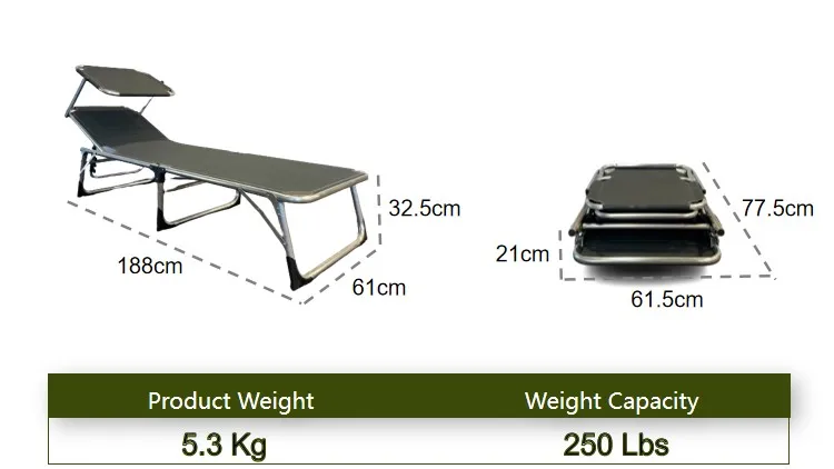 Ready Cargo Swimming Pool Folding Collapsible Sunbed Aluminum ...