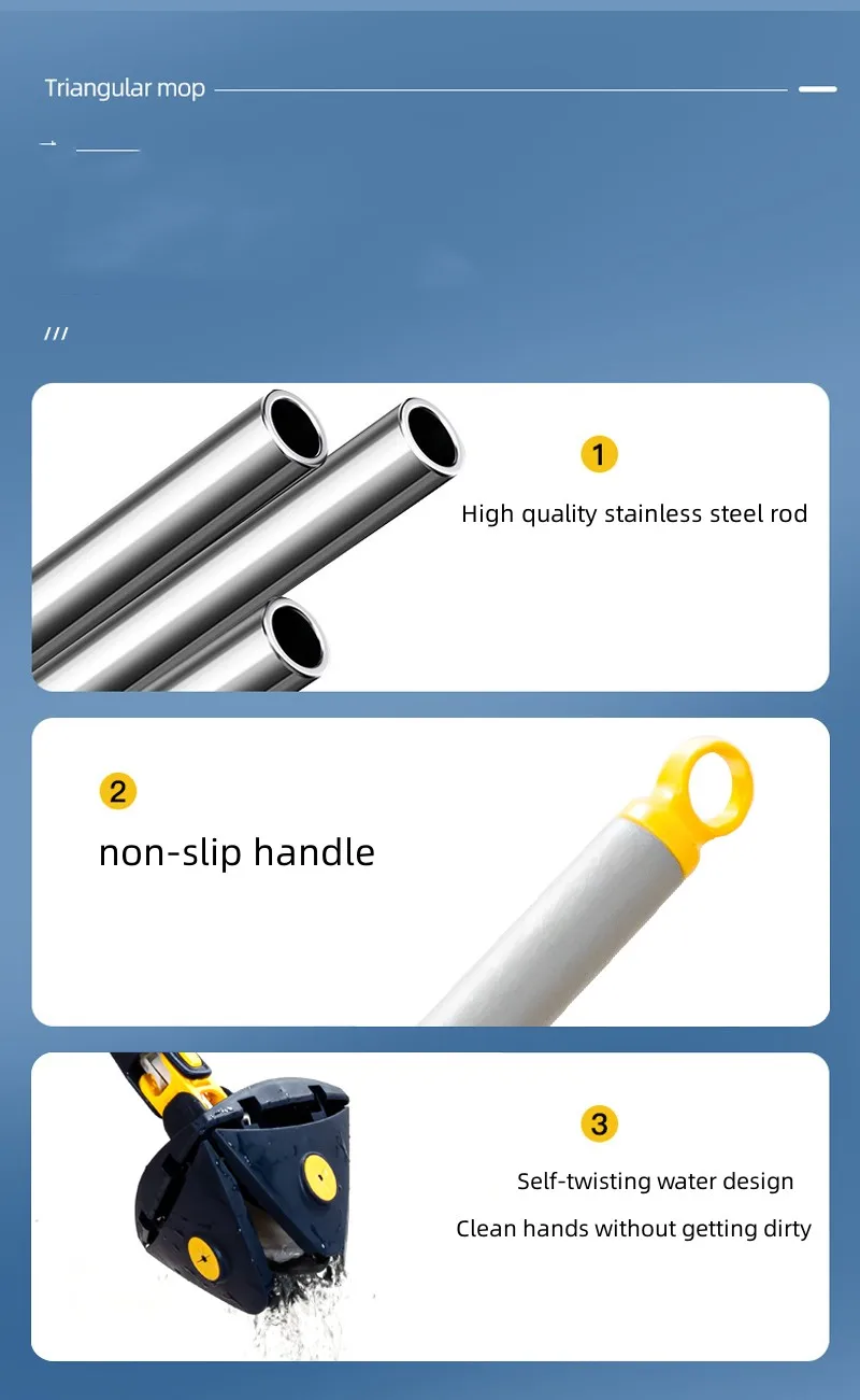 Multifunctional 360 Degree Rotating Large Wiper Flat Mop Triangle ...