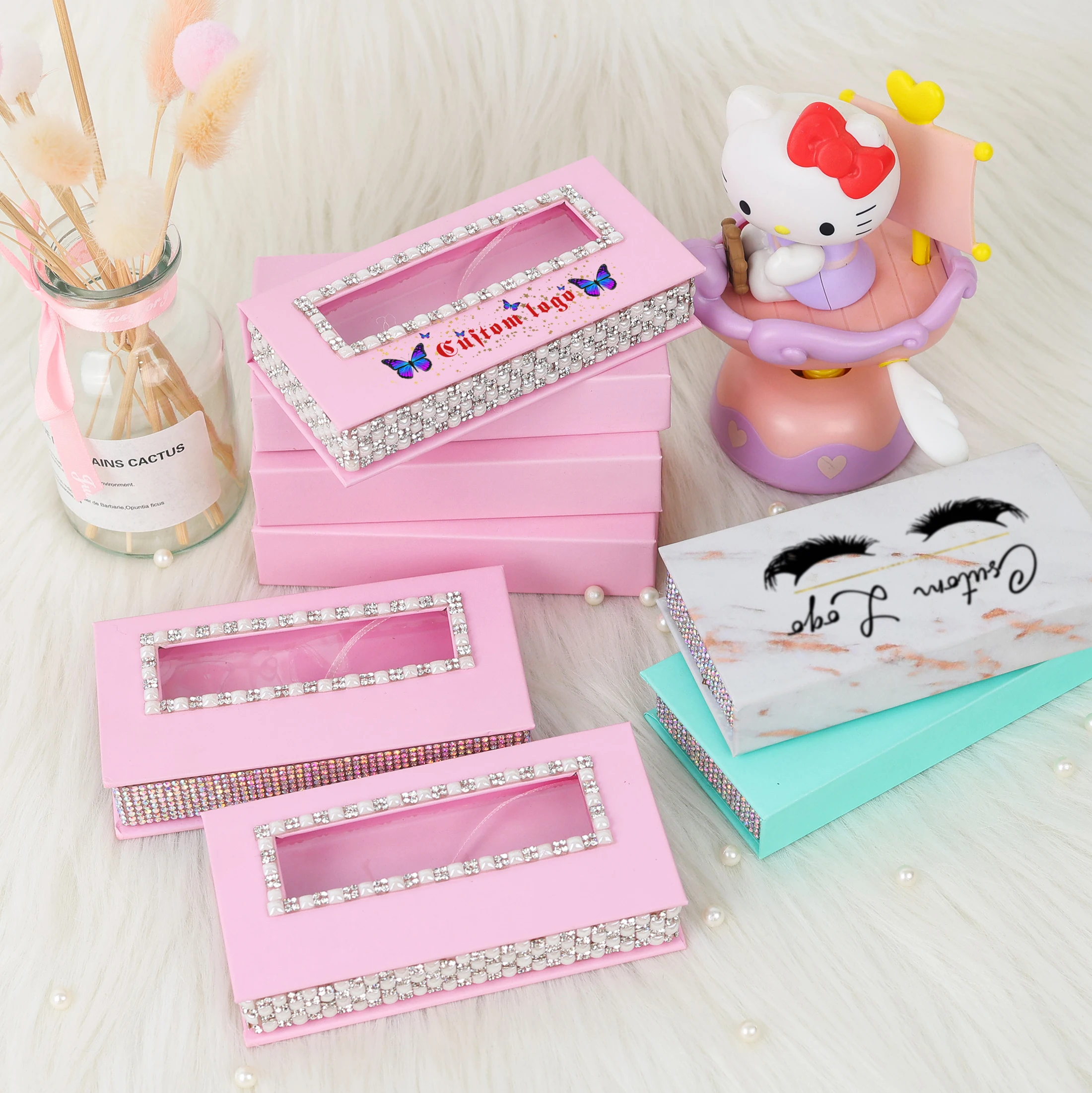 Wholesale Pink Eyelash Boxes Packaging Customized Luxury Lash Box With ...