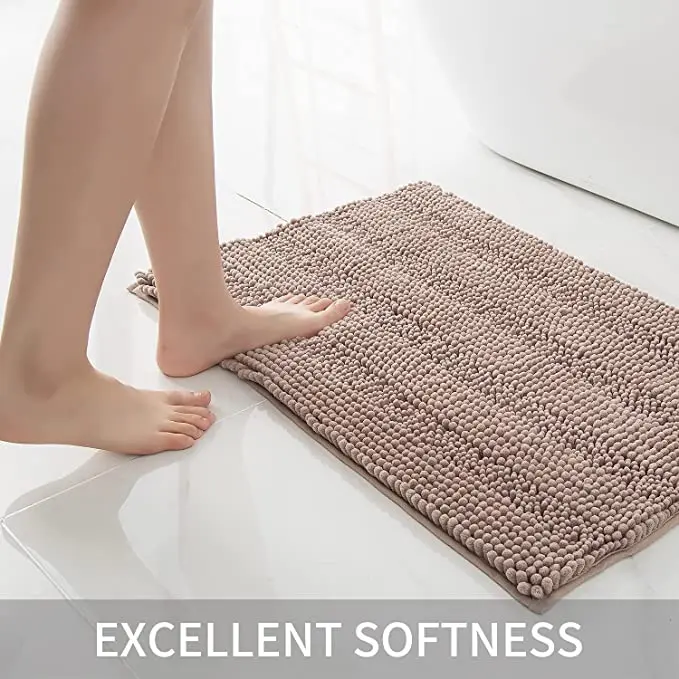 Chenille Rug Luxury Bath Mat Extra Absorbent Bath Mat Non Slip ...
