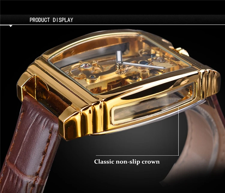 SHENHUA 9870L Automatic Men's Mechanical Dress Watch, Skeleton Gold ...