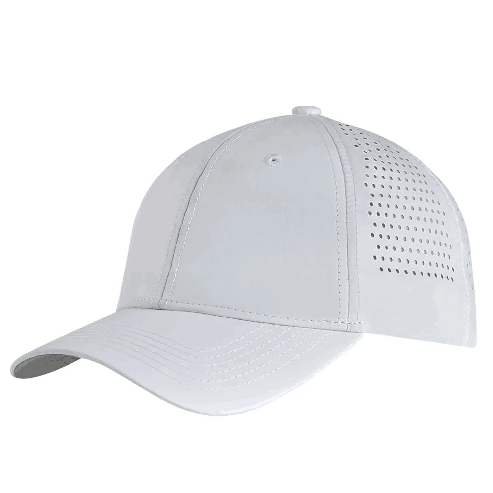 6-Panel White Golf Hat Injaevina Custom Logo Water Resistant Hat Curved ...