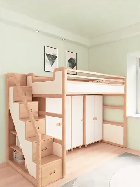 Modern Space Saving Wooden Kids' Beds Children Furniture Bunk Beds ...