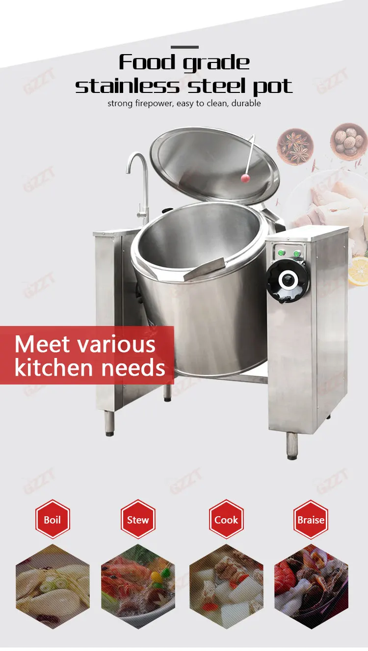 Indirect Heating Industrial Tilting Soup Kettle Cooker