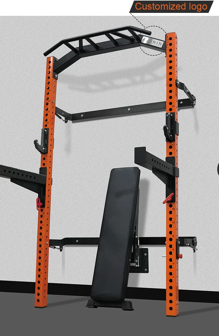 Wall Mounted Squat Rack - Adjustable Power Workout Station