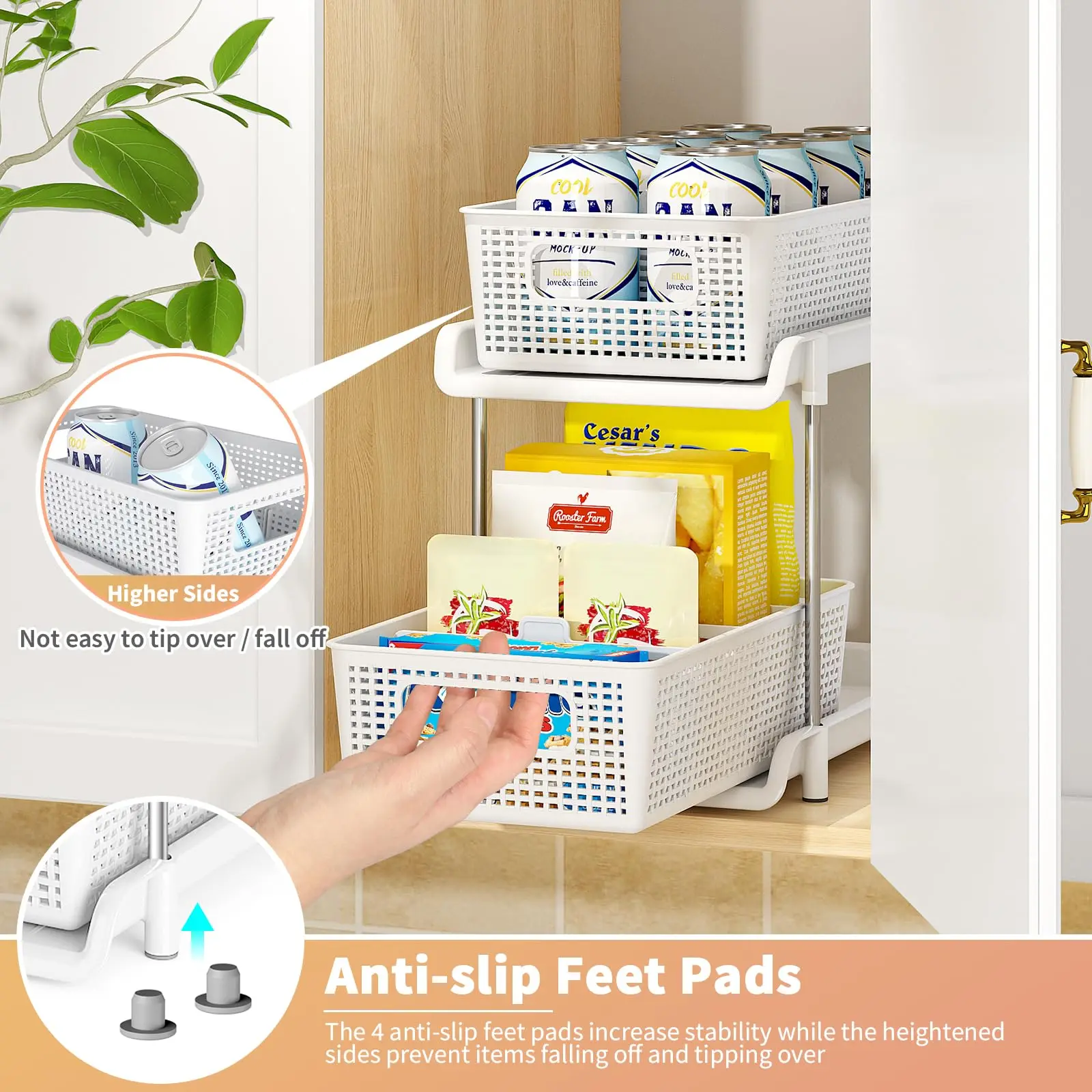 Bathroom Organizer with Dividers - Stackable & Sustainable