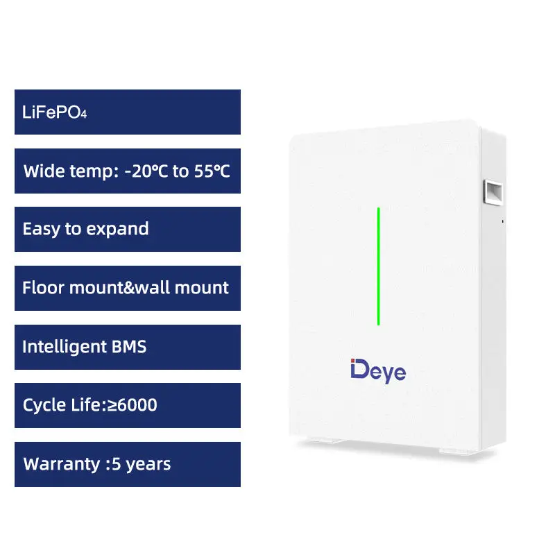 Deye New Ess Rw-f10.6 208ah Lifepo4 Lithium Solar Home Wall Mounted ...