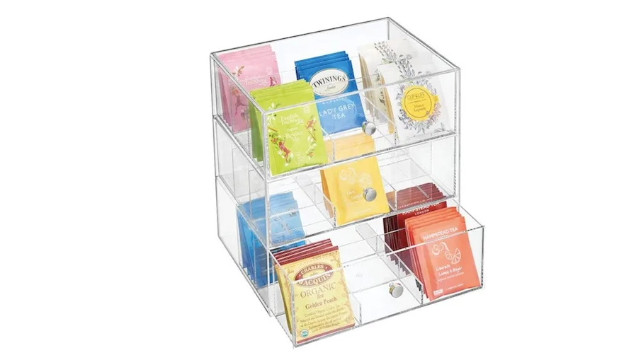 Hot Tea Bag Storage Dispenser Box Clear Acrylic Tea Box Organizer - Buy ...