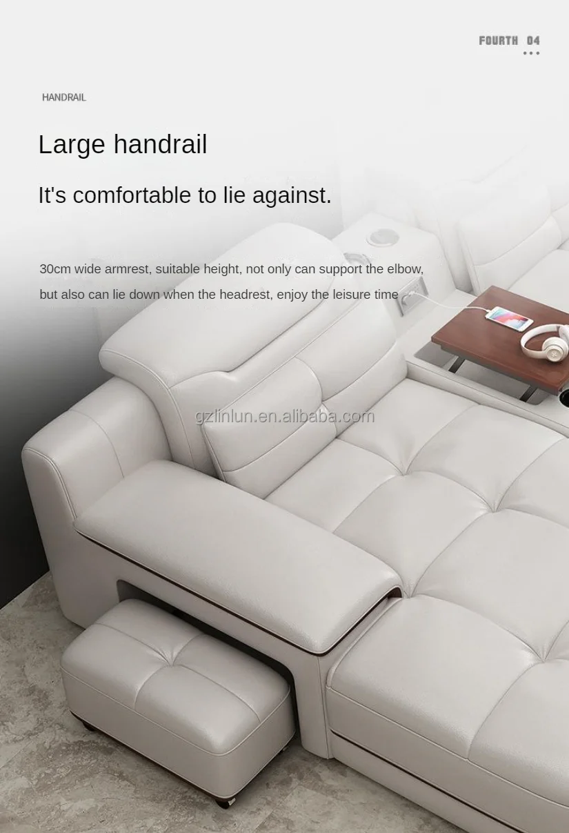 Modern simple leather sofa couch set living room small multi-function ...