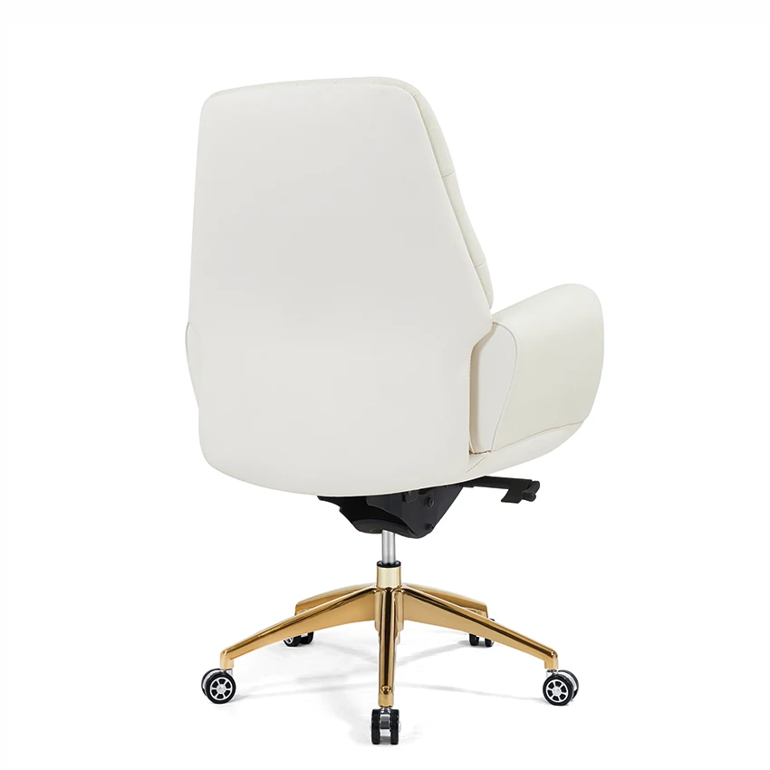 Modern Boss White Leather Office Chair With Adjustable Headrest And ...