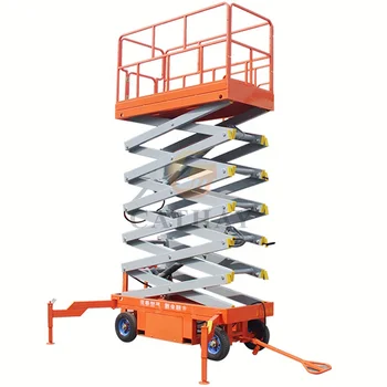 Portable Aerial Work Platform Scissor Lift Walking Elevating Electric ...