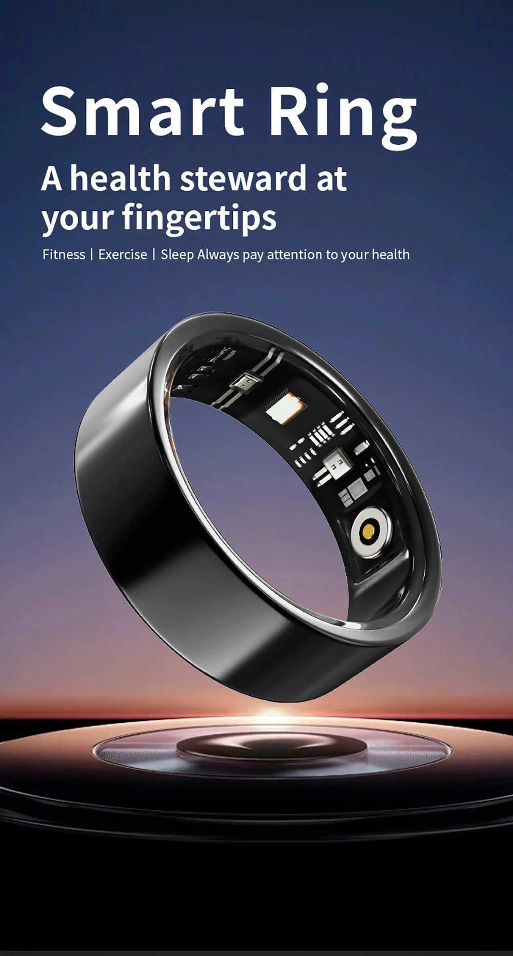 2025 V1 Waterproof AI Smart Ring Health Tracker Heart Rate Blood ...