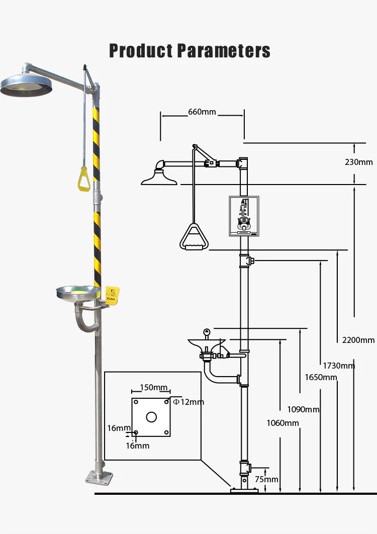 Factory Emergency Wash 304 316 Stainless Steel Emergency Shower and Eye ...