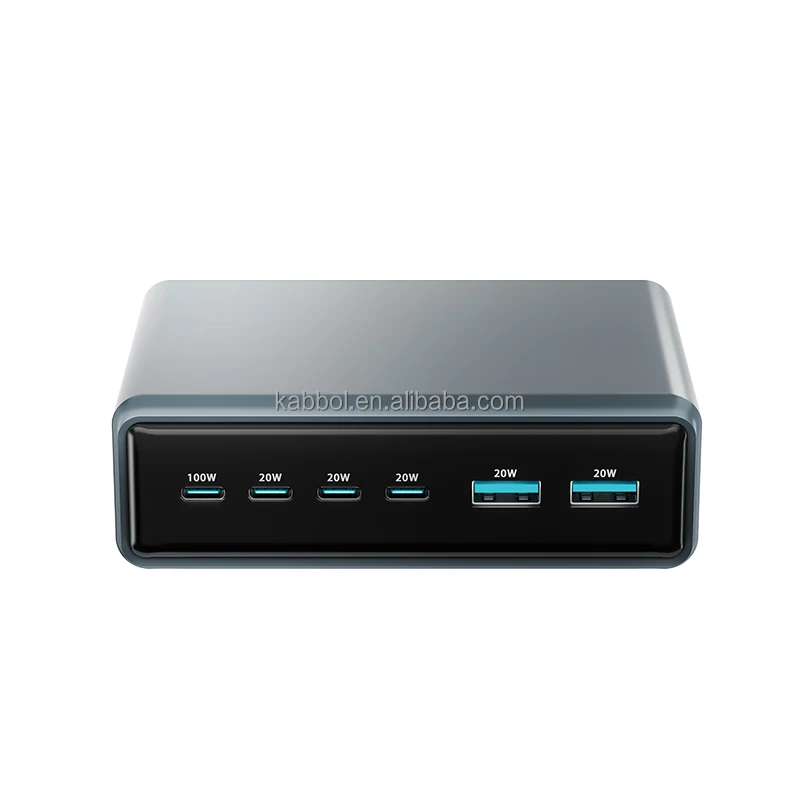 Ultra Fast Charging Station 200W 4C 2A 6 Ports GaN PD Desktop Charger ...