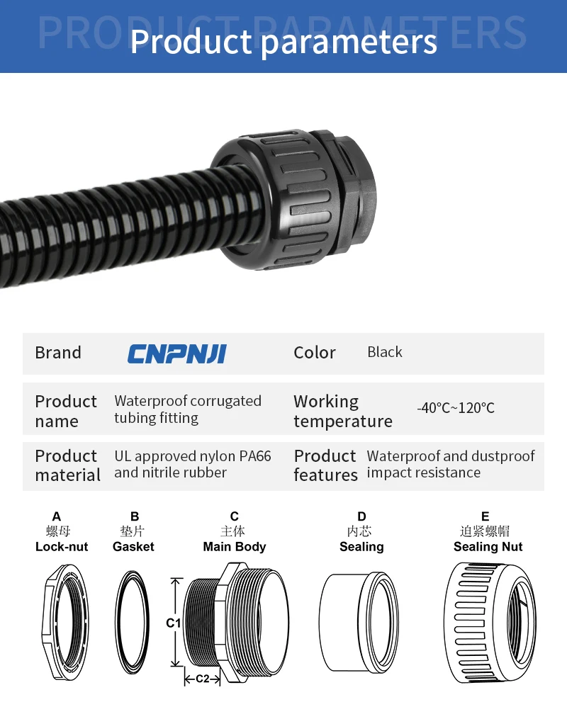 Waterproof Cable Gland For 1/2" Diameter Flexible Bellow M20 - Buy Ip68 ...