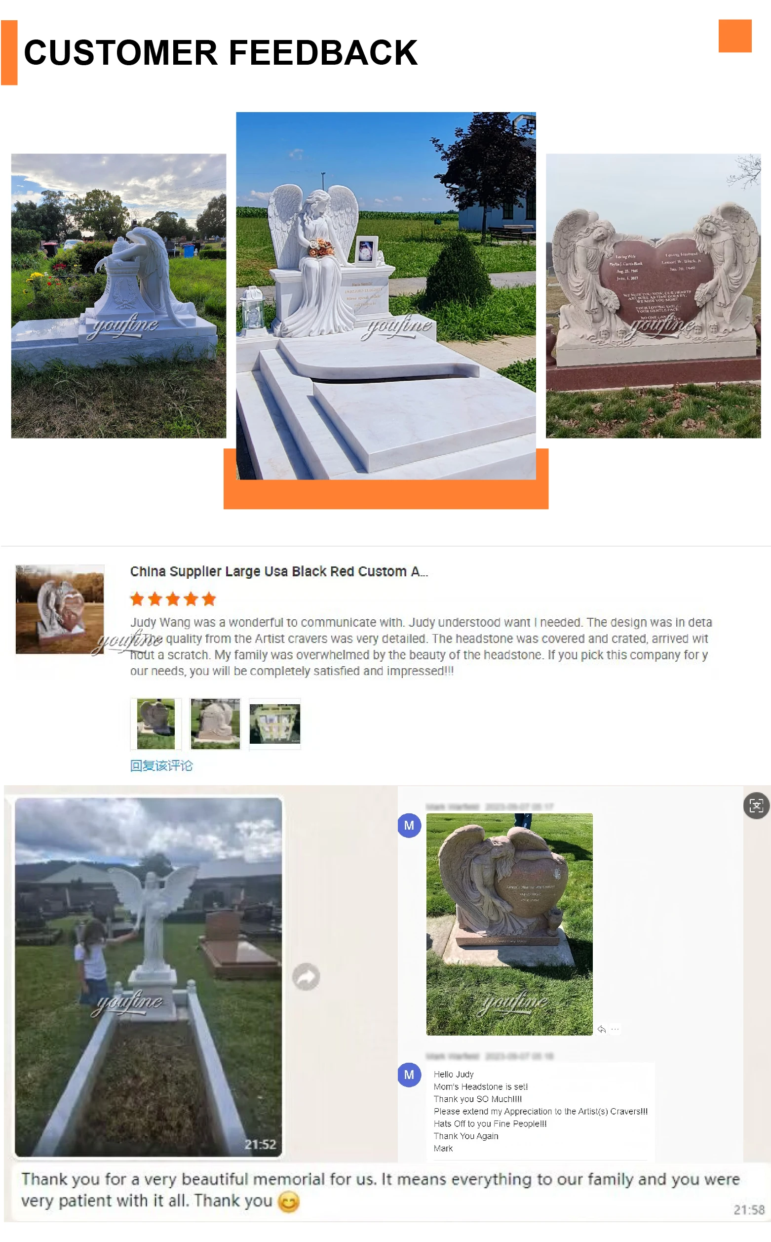 Granite Angel Headstone Marble Tomb Stone - Project Solution