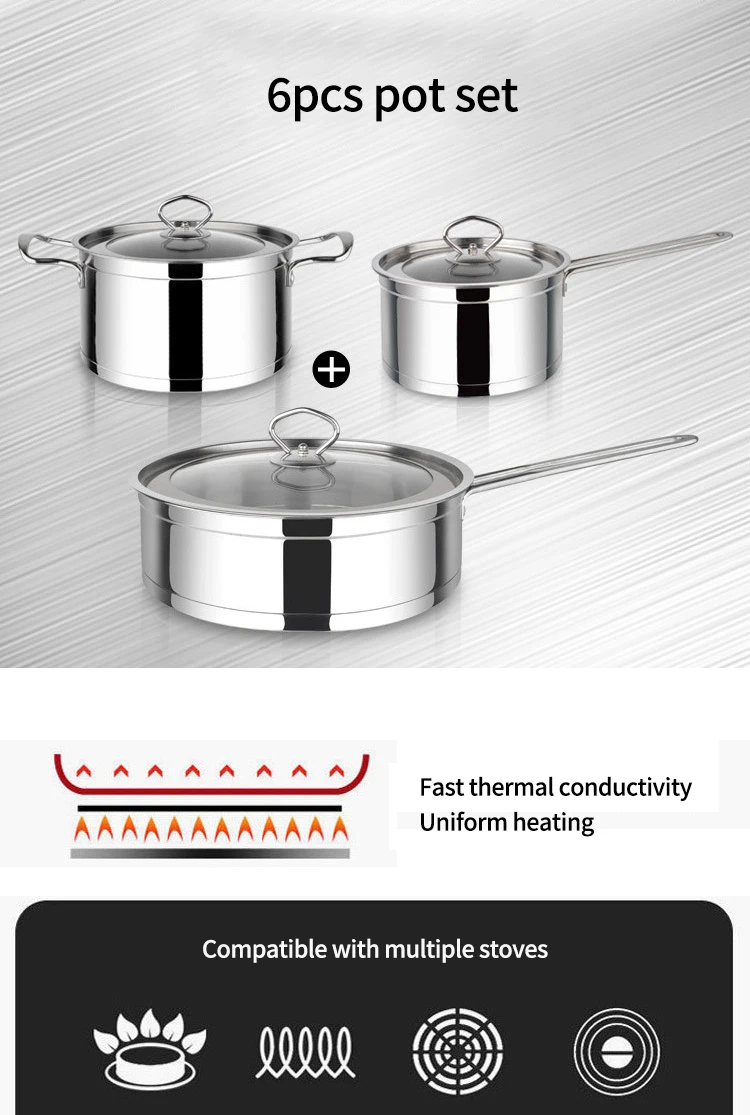 High Quality 3 Pieces Induction Cooking Pot Set Straight Pot Ollas ...