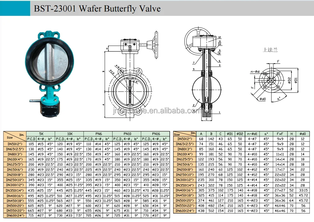 150LB DN200 Spiral Head Semi-Lug Marine Wafer Butterfly Valve