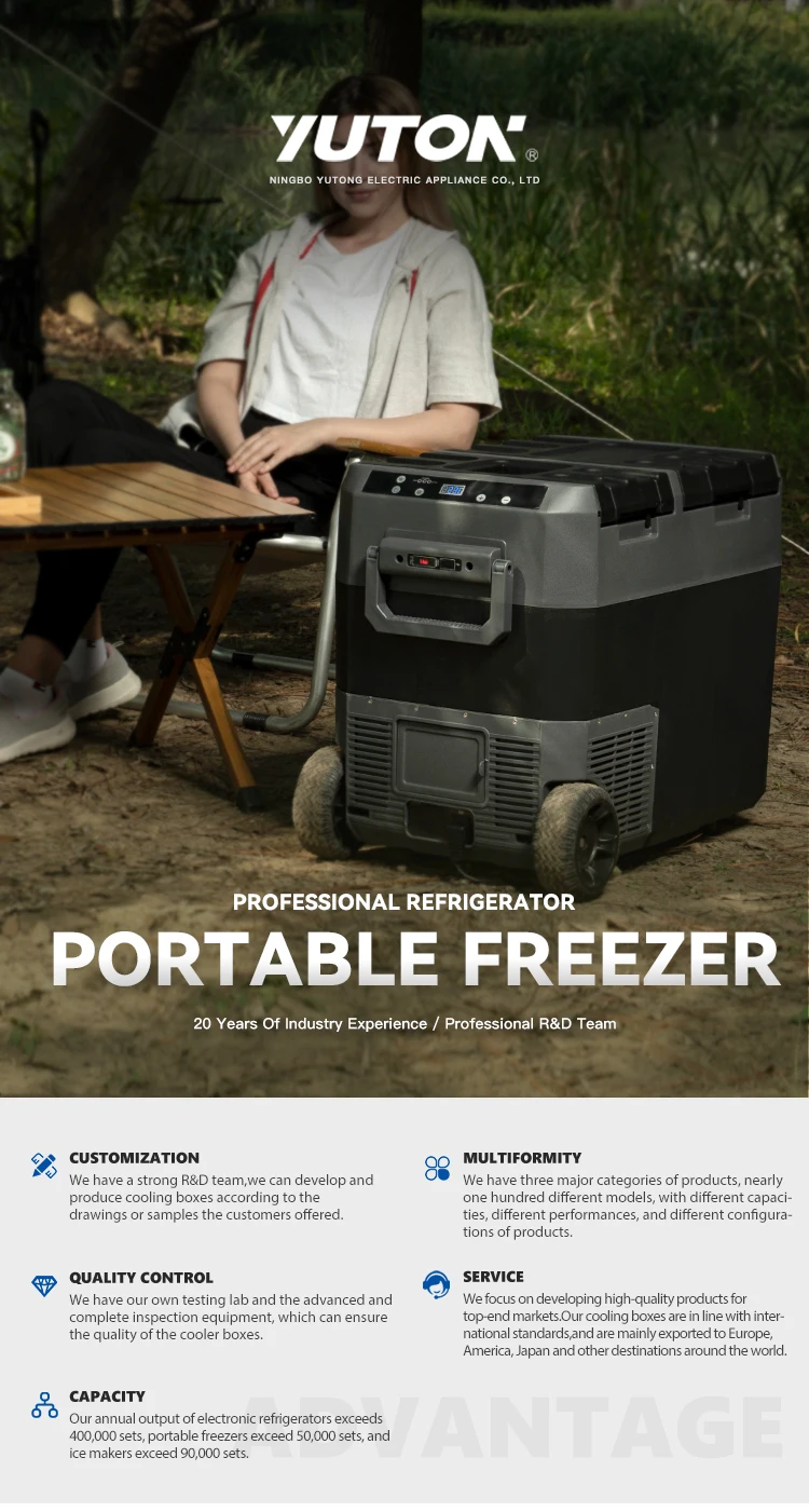 43 Liter Dual Zone Car Freezer With Compressor Wheels Handle Car ...