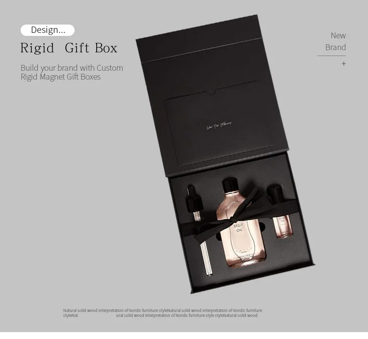 Luxury Package Magnetic Black Satin Insert Lined Gift Box Packaging ...