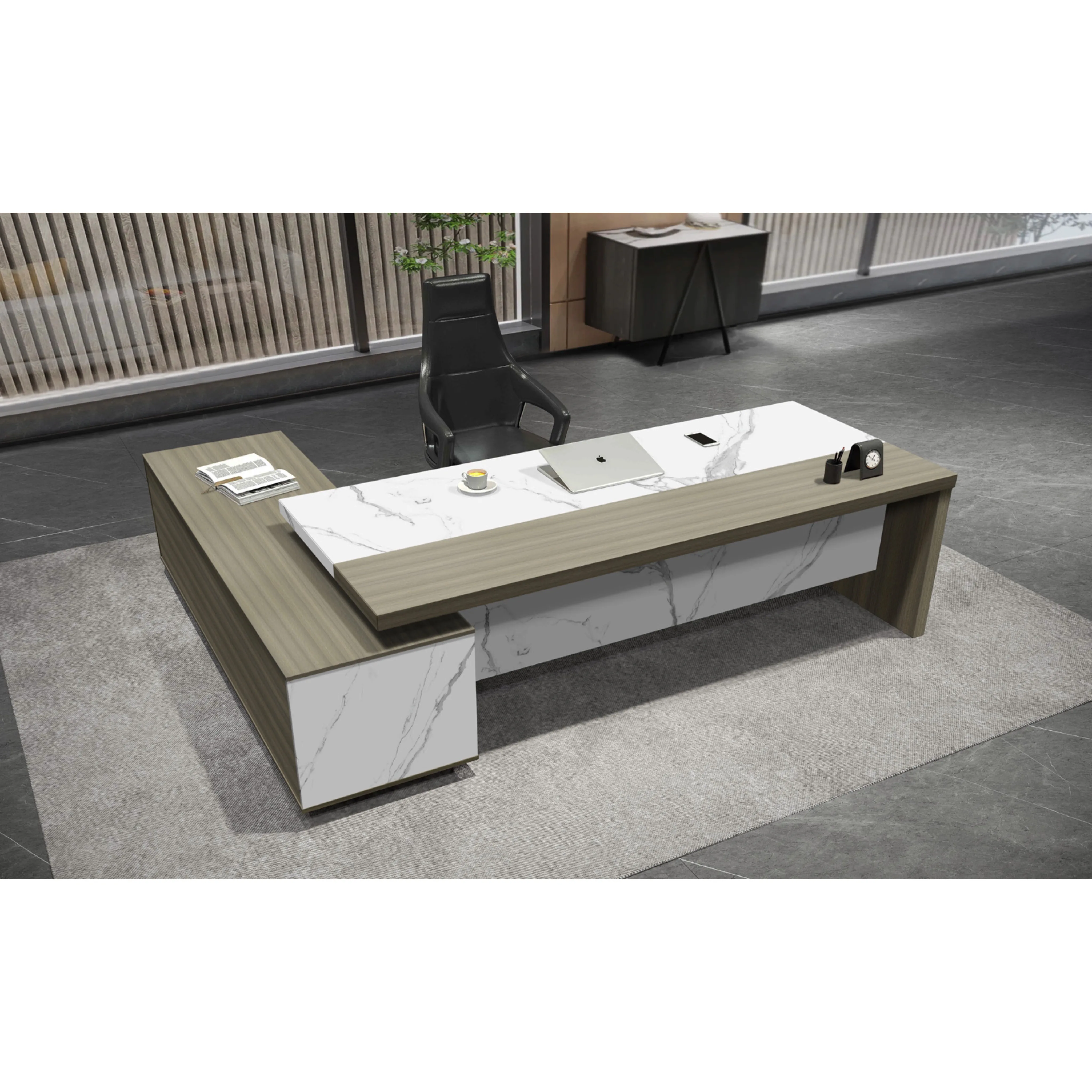 Modern and Simple boss Desk Business Office Furniture with a Light ...