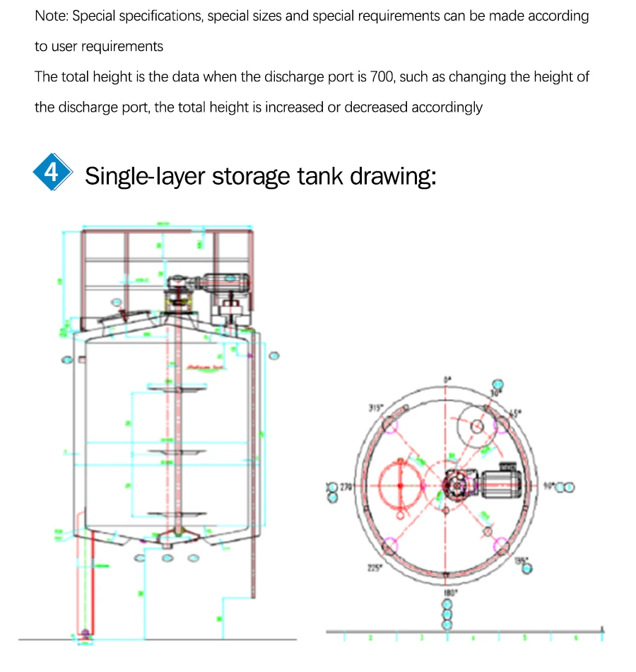 10m3 - 100m3 Mixing Tank - Food Grade Stainless Juice Mixer