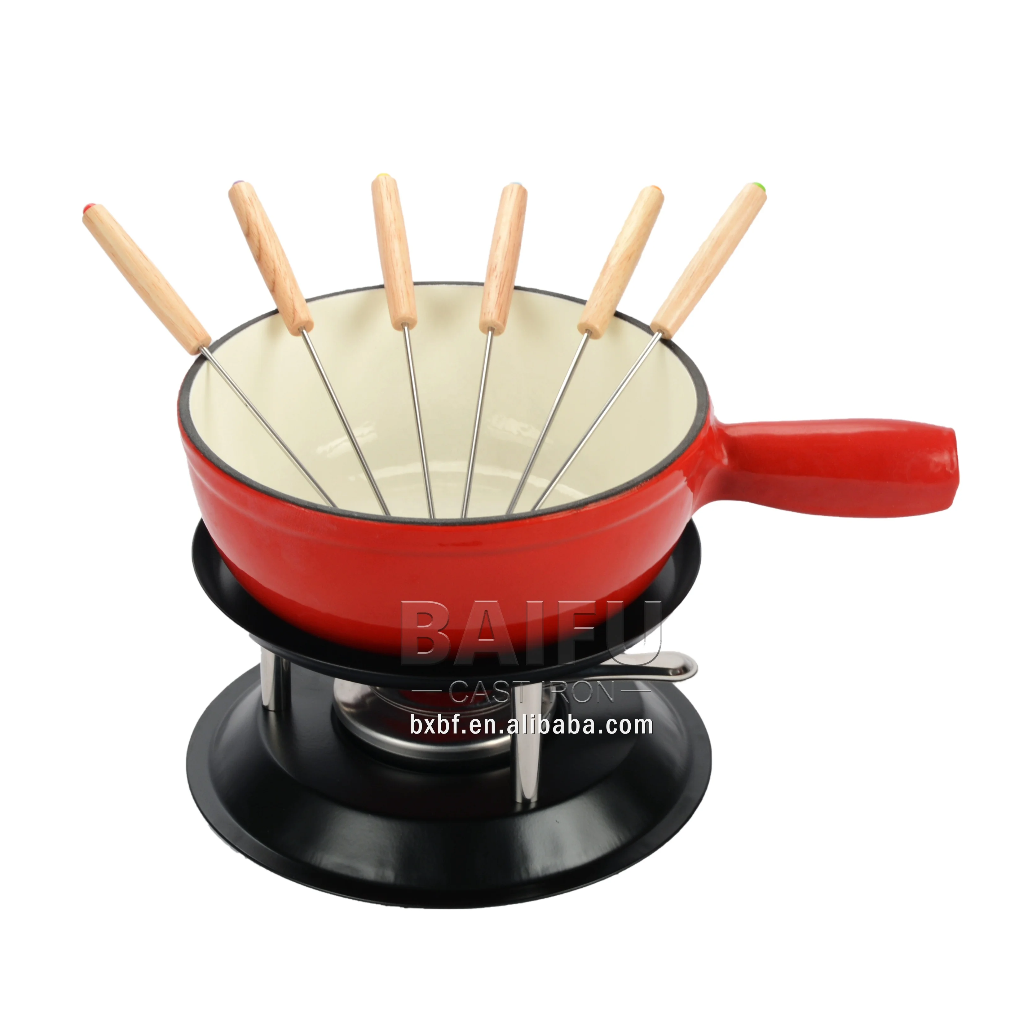 Cast Iron Enamel Fondue Set Swiss Traditional Cast Iron Cheese Melting ...