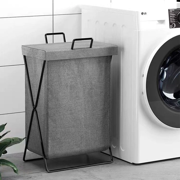 Collapsible Dirty Clothes Cloth Bucket with Carbon Steel Portable Hand ...