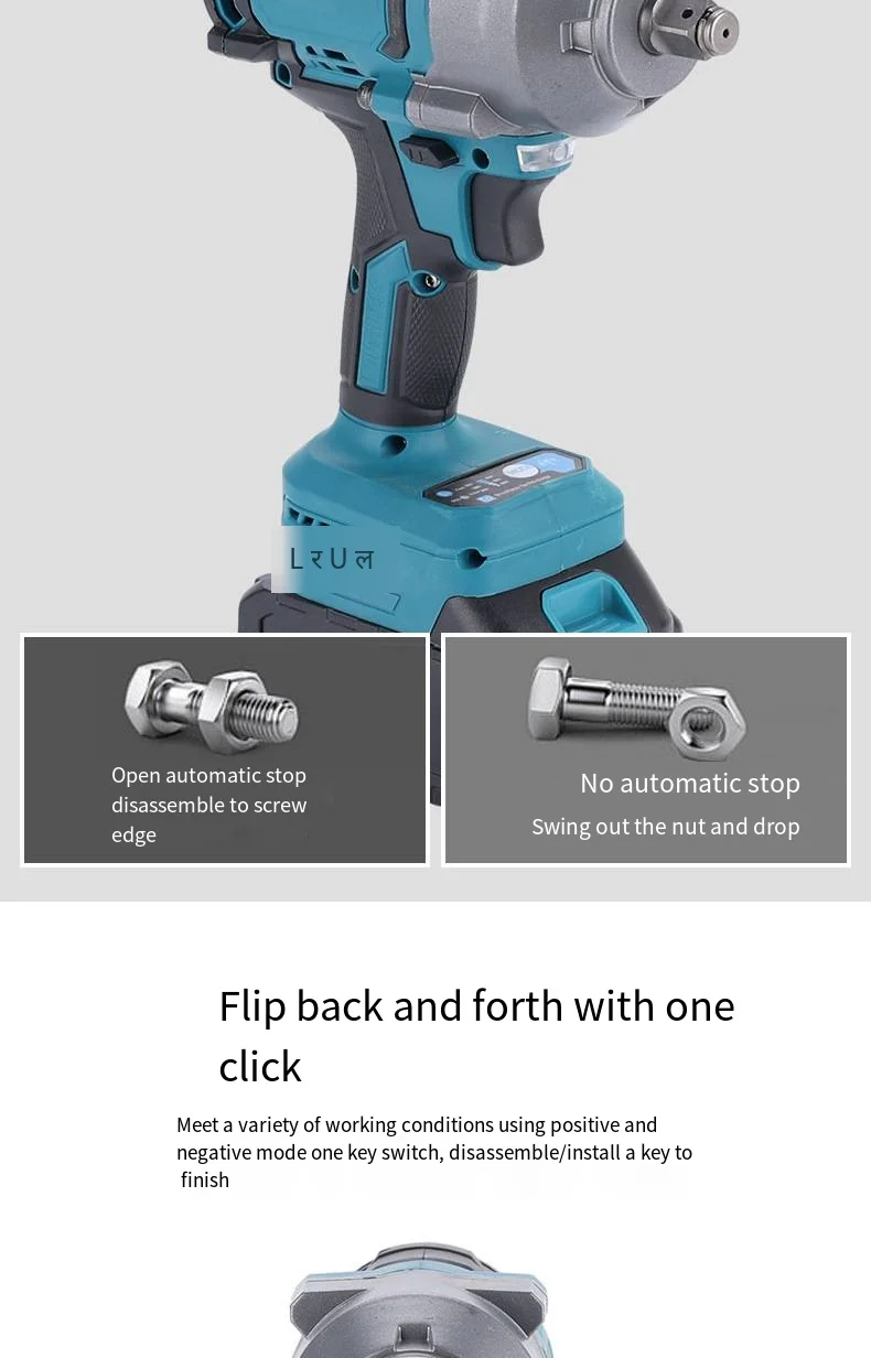 1000NM Brushless Motor 21V Li-Ion Battery Cordless Impact Wrench DIY Industrial Power Gun ...