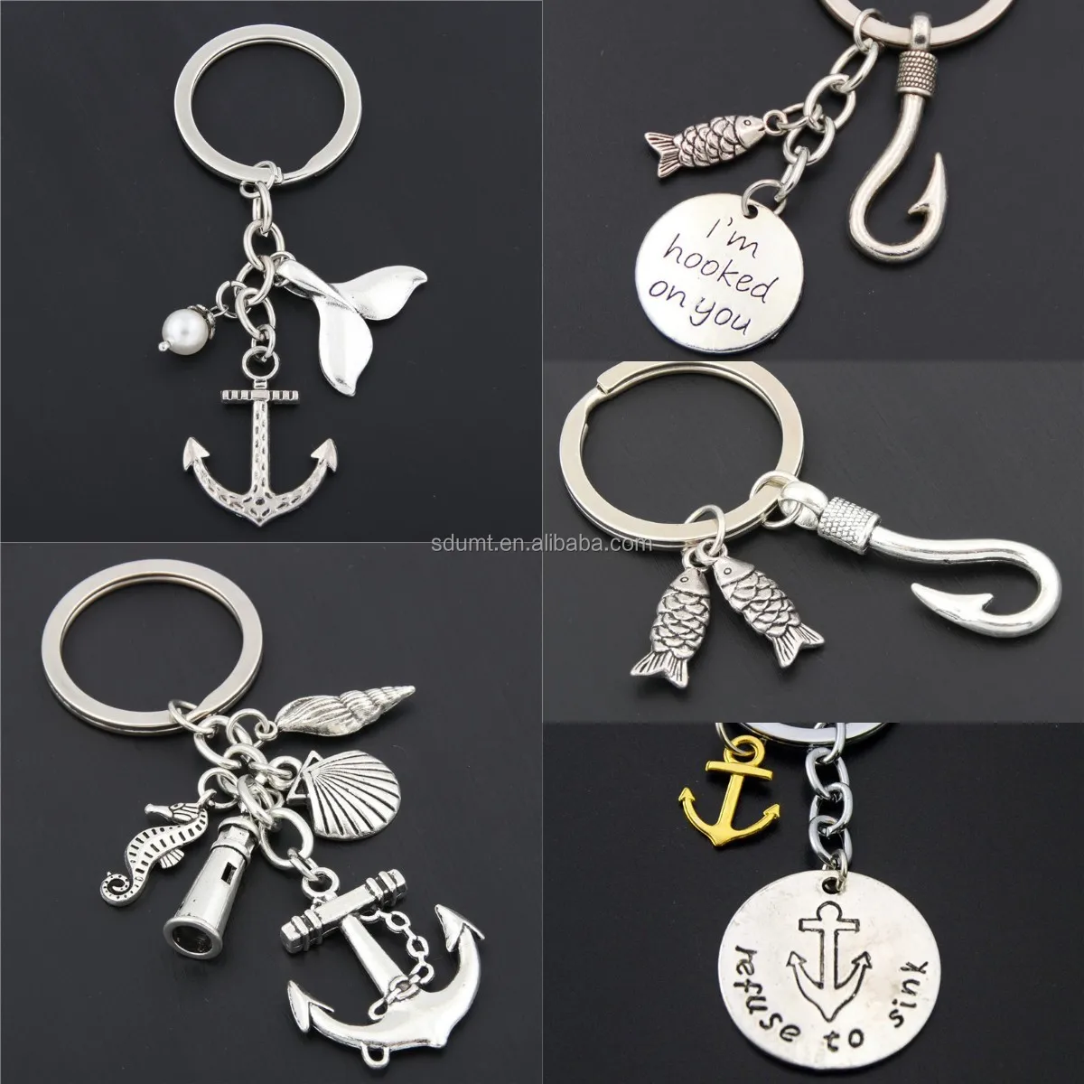 Fashion Key Ring Hip Hop Arrow Fish Hook Creative Handmade Alloy Fish ...