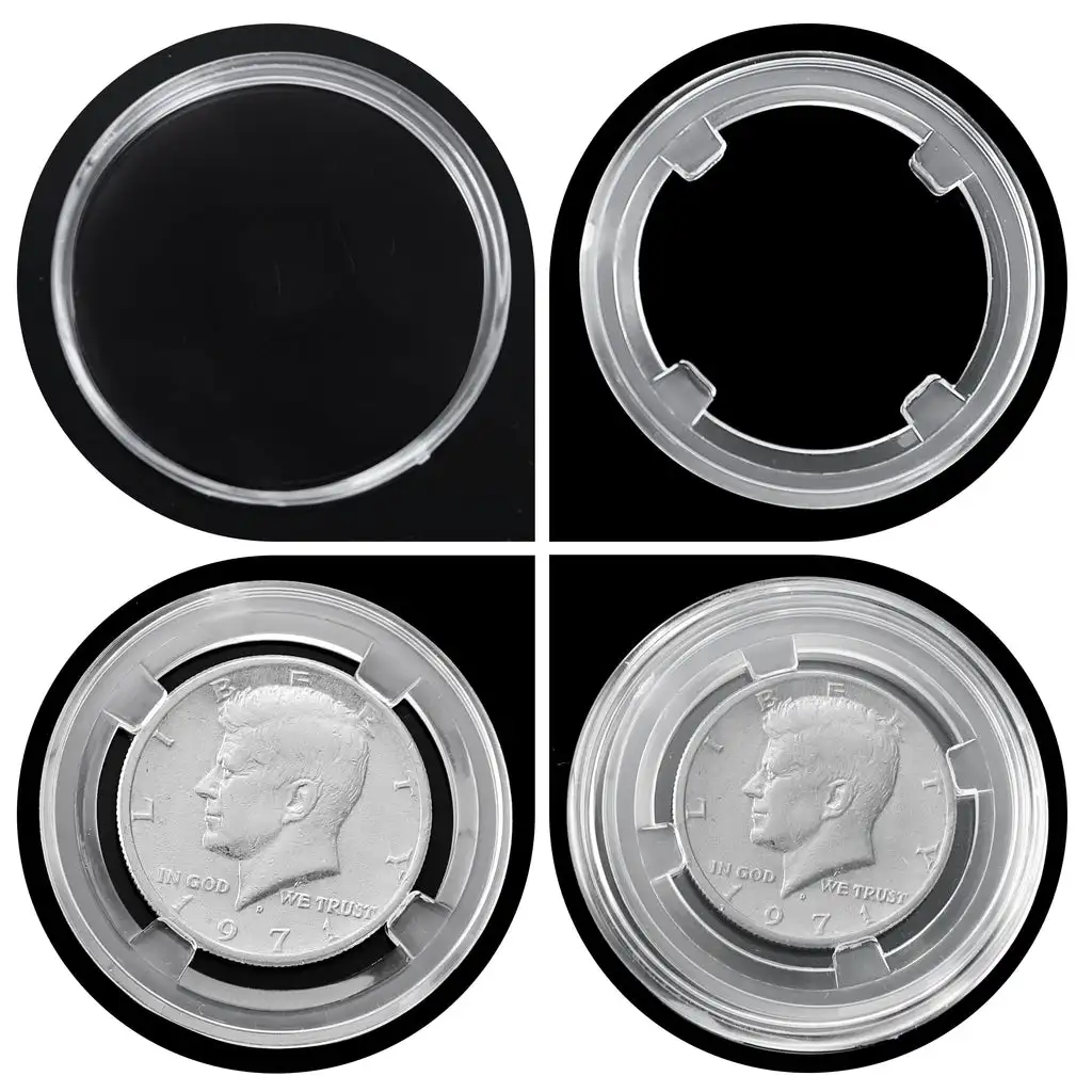 46MM Transparent Coin Acrylic Holders with EVA Foam Gasket