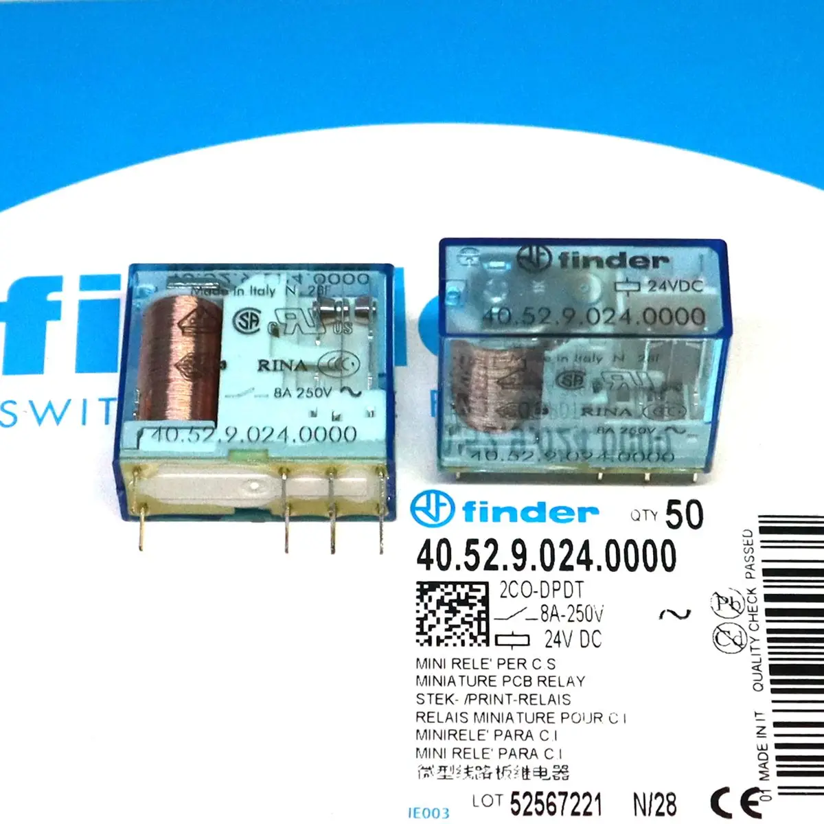 Finder Relay 40.52.9.024.0000 40.52 24vdc 2co 8a 8pin 100% New Original ...