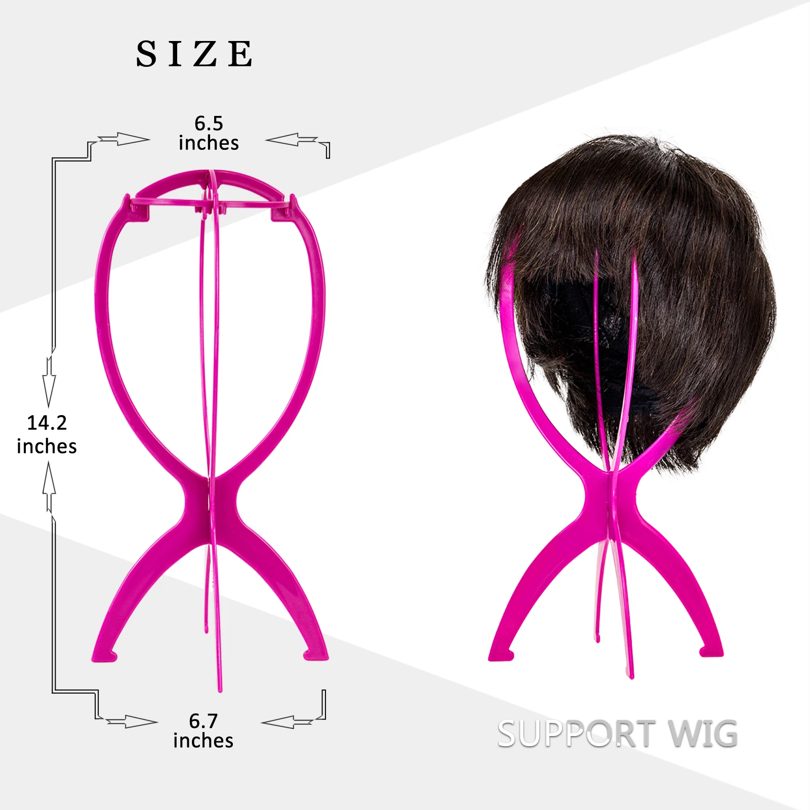 Portable Plastic PVC Wig Stand Adjustable Folding Clamp for Hat Display ...