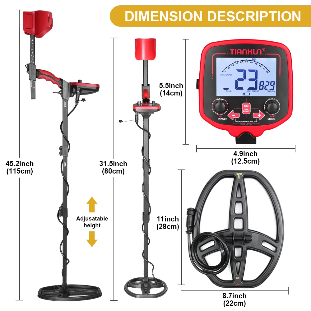 Tianxun TX850 Long Range 5 Meters Deep Metal Detector TX-850L ...