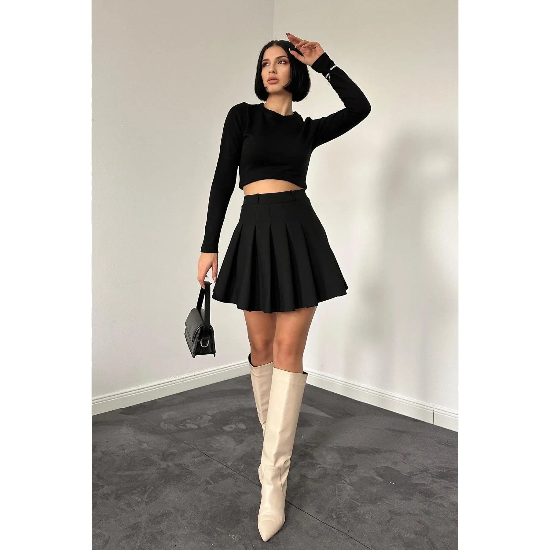 Pleated Black Short Skirt - Buy Black Pleated Skirt Pleated Black Short ...