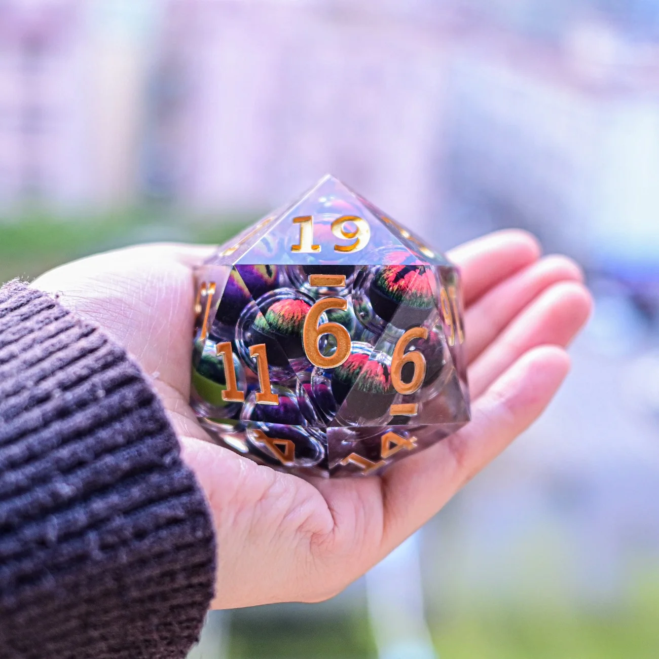 Floating Large D20 Dragon Eye Multiple Eyeball Dice Polyhedral Gaming ...